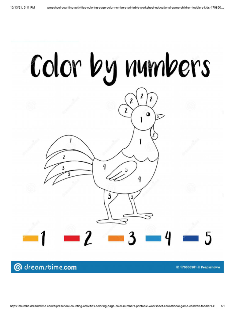 Preschool Counting Activities Coloring Page Color Numbers Printable ...