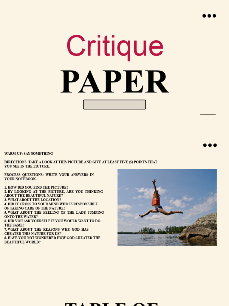 Lesson 11. Wriitng A Critique Paper | PDF | Liberal Arts Education