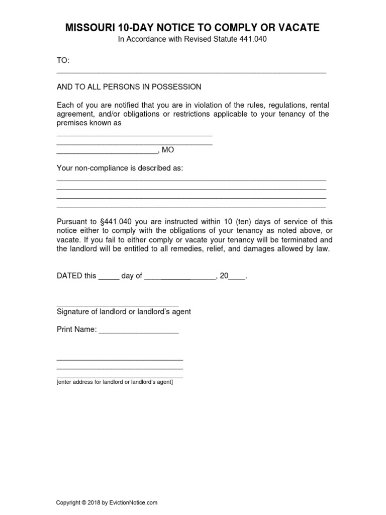 Missouri-10-Day-Notice-to-Comply-or-Vacate | PDF