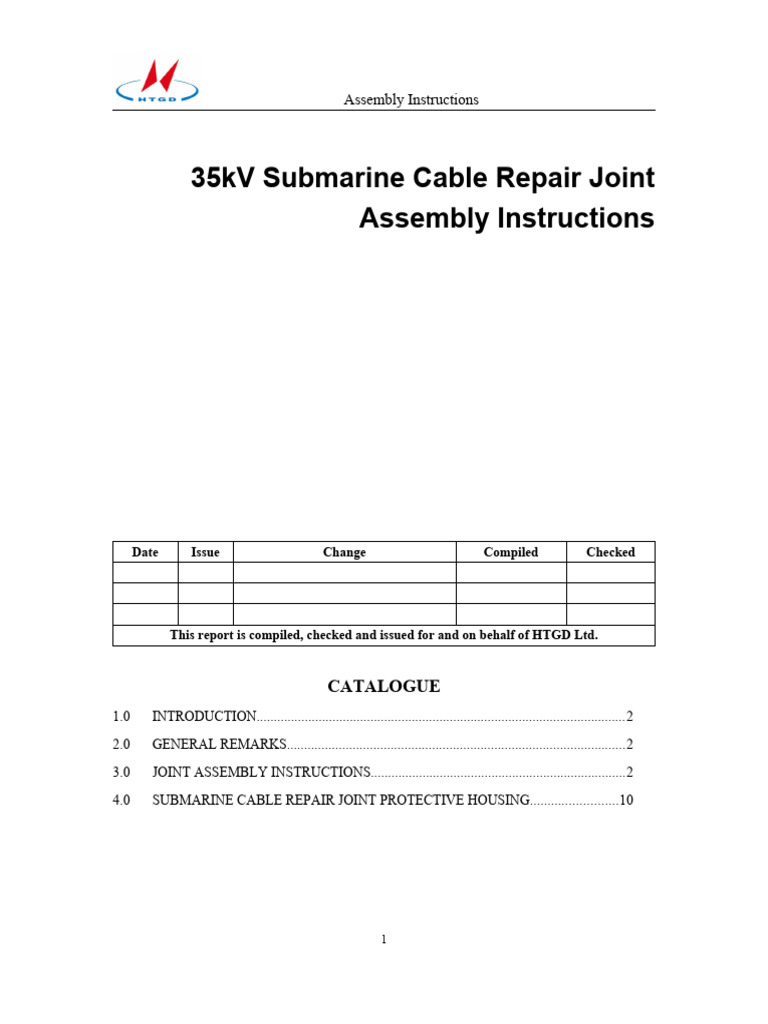 35kV Submarine Cable Repair Joint Assembly Instructions | PDF ...
