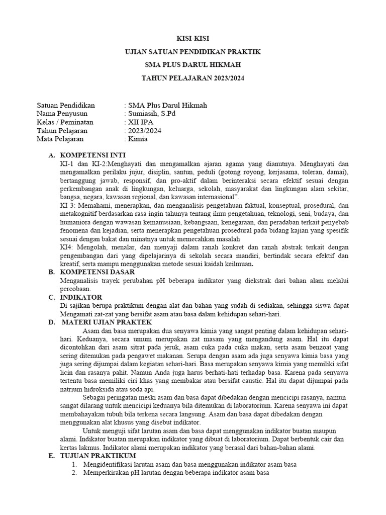 Proposal Praktik Kimia | PDF