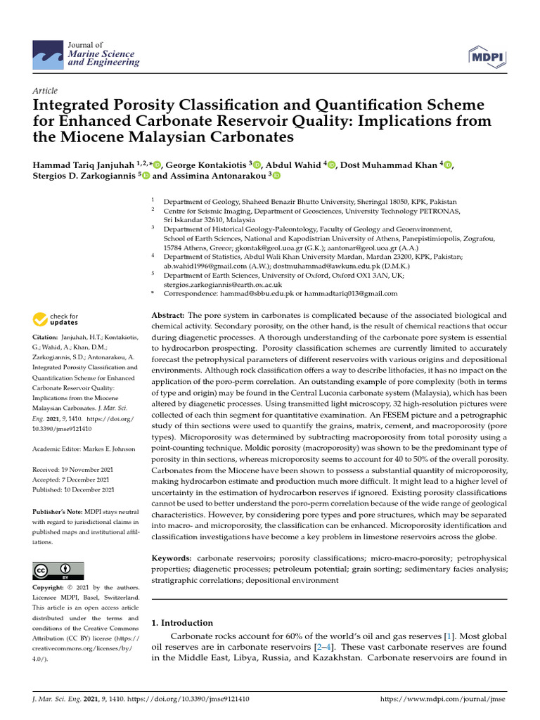 Tariq Et Al, 2021 - Integrated Porosity Classification and ...