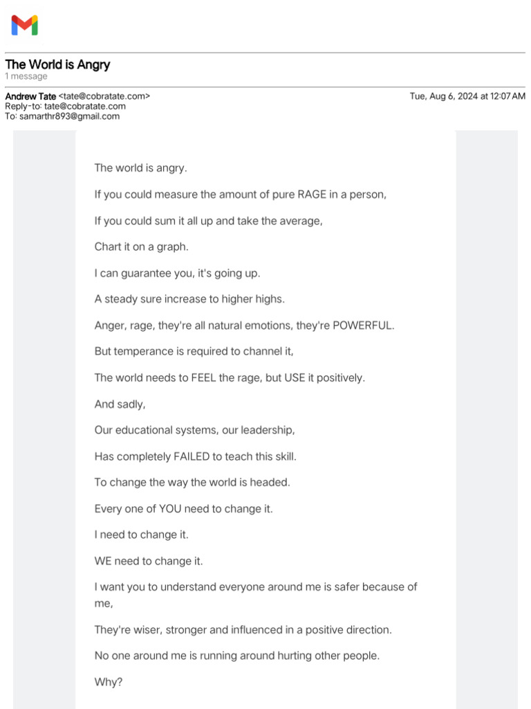 Gmail - The World Is Angry | PDF