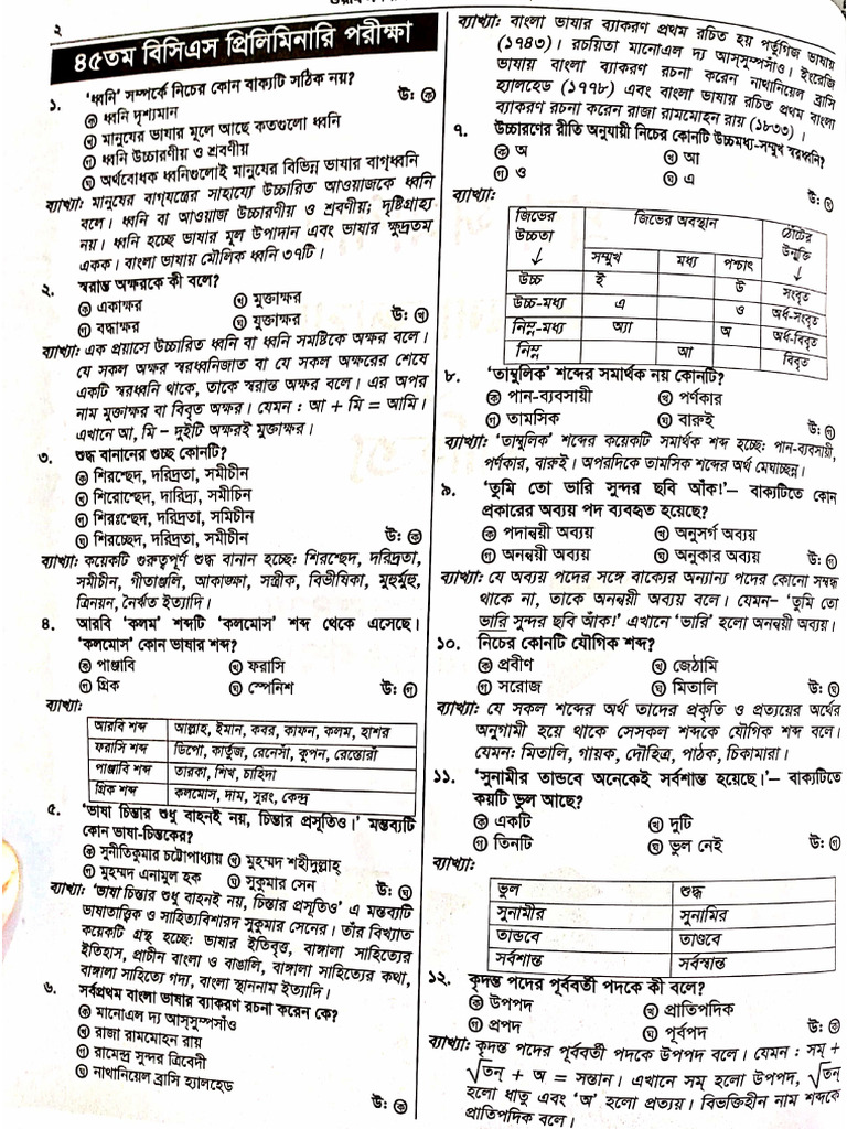 45th BCS Question Solution | PDF