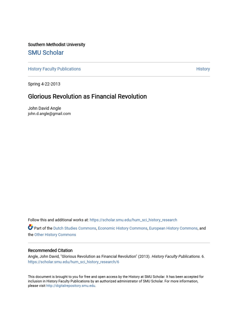 Glorious Revolution as Financial Revolution | PDF | Banks | Money