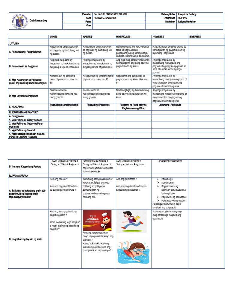 Filipino 4 - Q3 - W 2 DLL | PDF