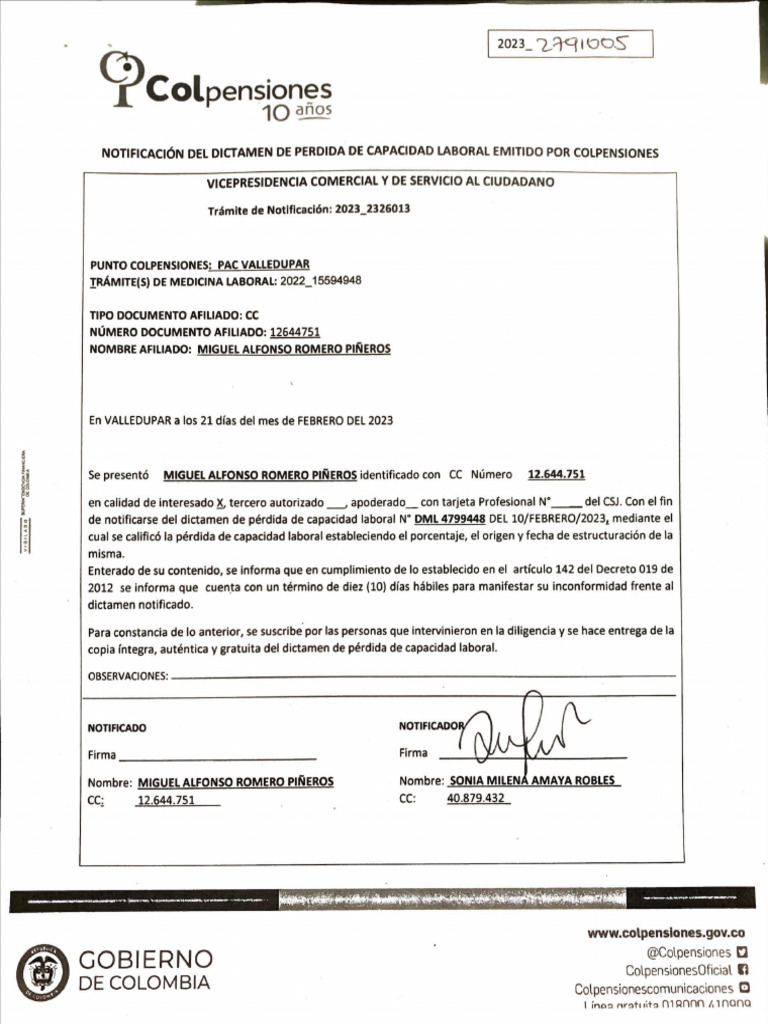 Calificacion Final Colpensiones | PDF