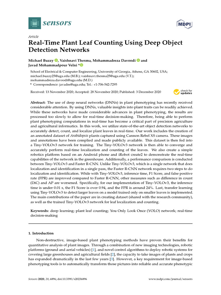Real-Time Plant Leaf Counting Using Deep Object de | PDF | Deep ...
