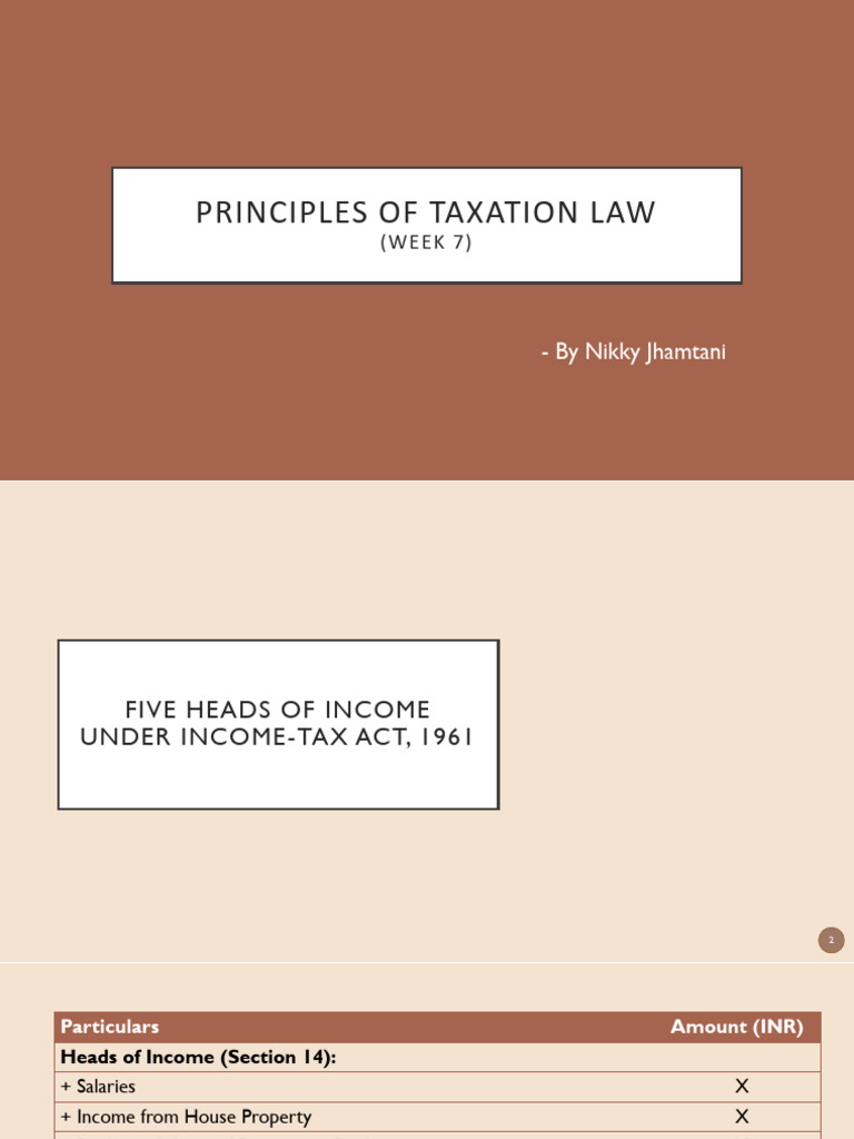 Principles of Taxation Law - (Week 7) | PDF | Income Tax | Tax Deduction
