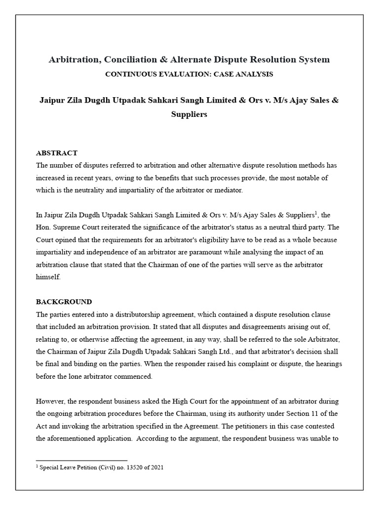 20bal097 - ADR Case Analysis | PDF | Arbitration | Alternative Dispute ...