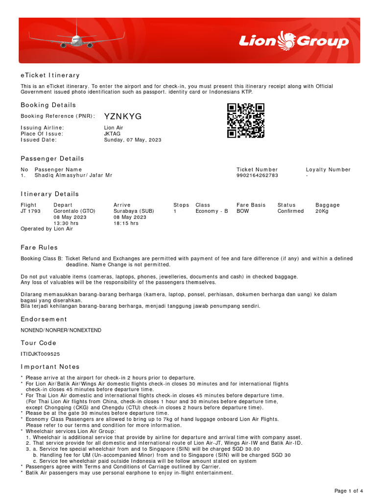 Eticket YZNKYG 094920 | PDF | Baggage | Aviation