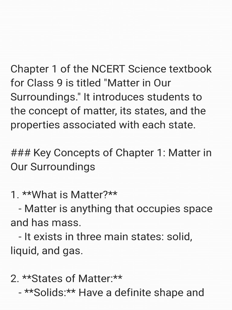 Science Chapter 1 Matter Around Us ChatGPT Notes | PDF