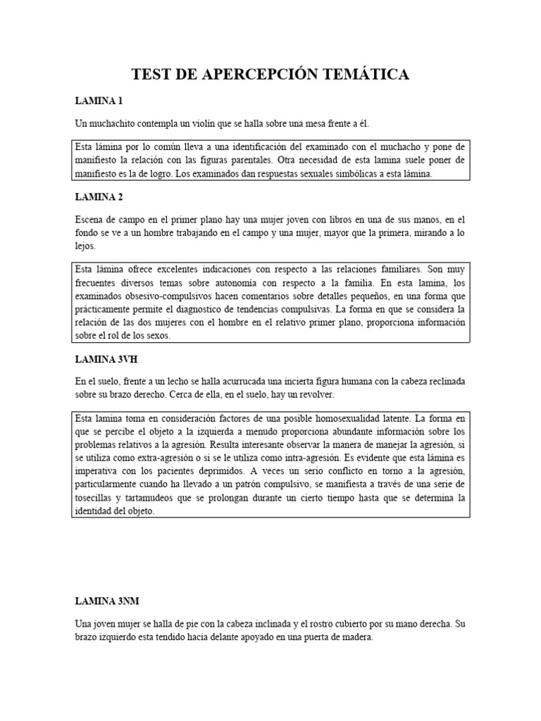 Test de Apercepcion Tematica | PDF | Mujer | Homosexualidad