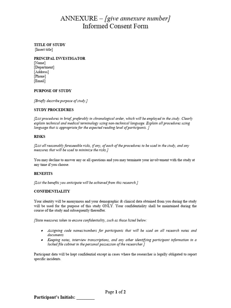 Informed - Consent Template | PDF | Consent | Informed Consent