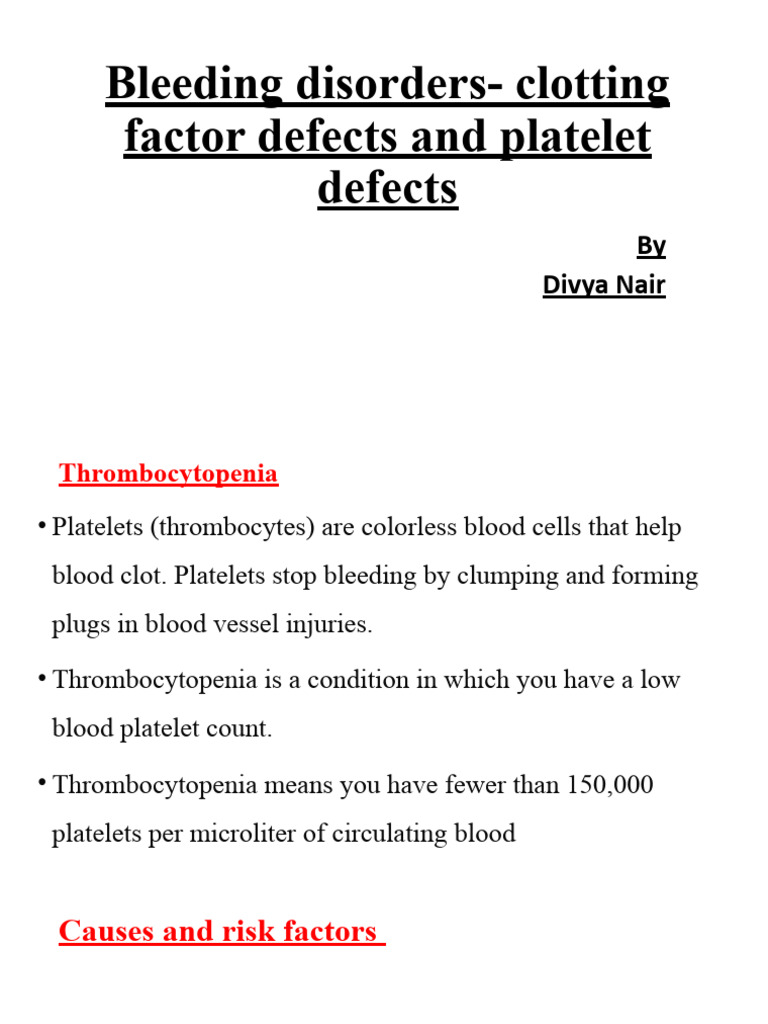 Platelet Defect and Clottimg Factor Defect-1 | PDF | Platelet | Bleeding