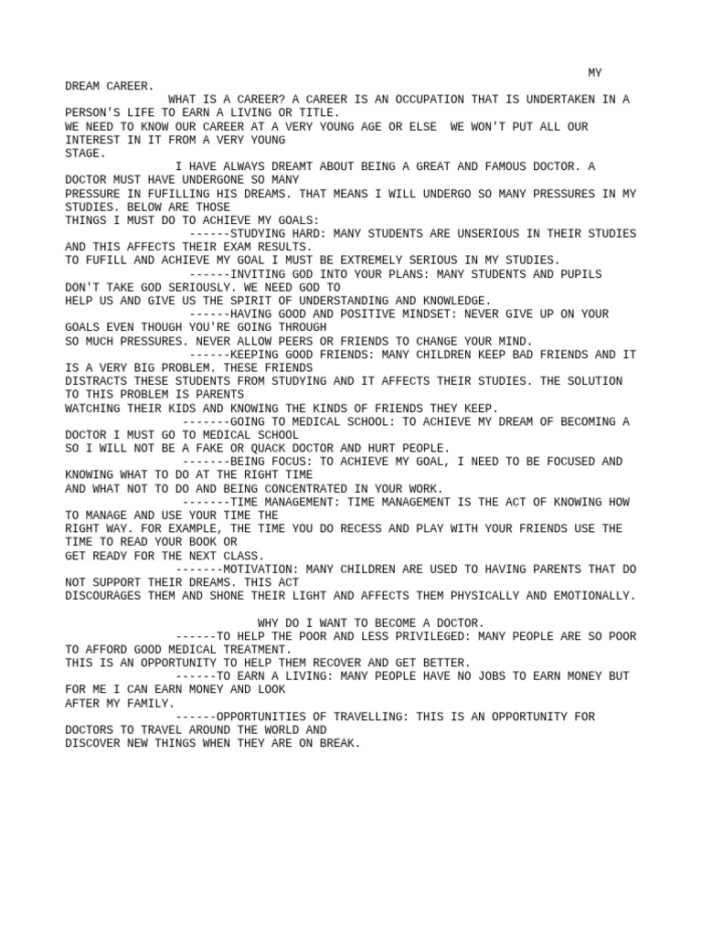 My Dream Career | PDF | Behavioural Sciences | Psychology