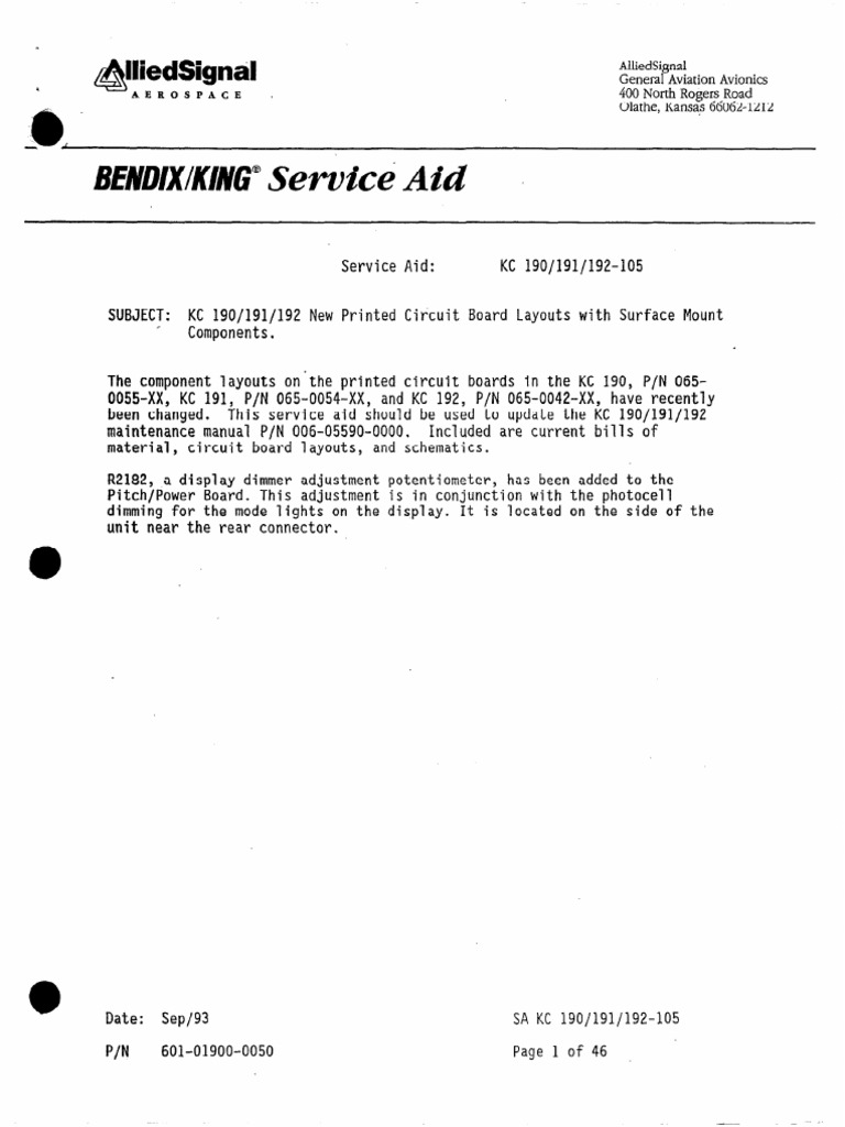 KC 190/191/192 Service Aid Update | PDF | Electrical Engineering