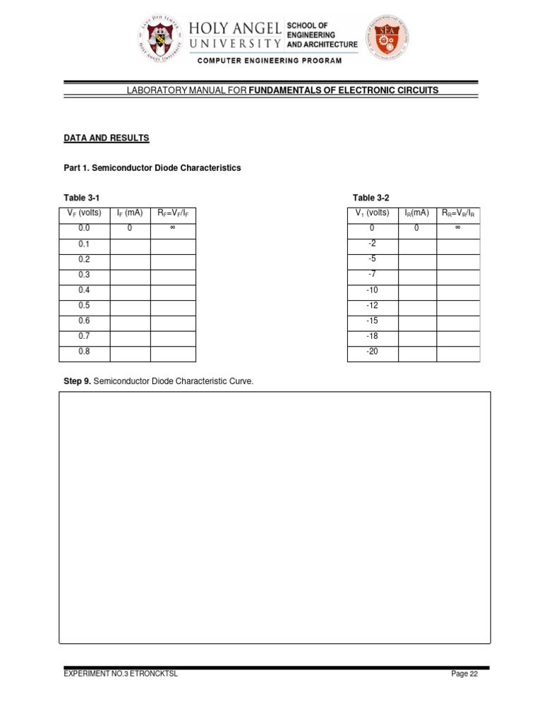 Lab Exer #3 - Data and Results | PDF | Diode | P–N Junction