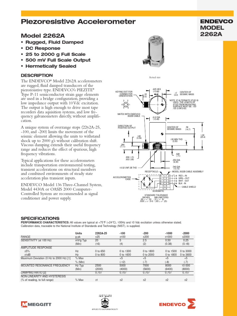 Acelerômetro Piezoresistivo 2262A | PDF | Electrical Resistance And Conductance | Accelerometer