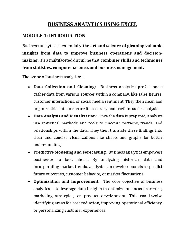 Business Analytics Using Excel | PDF | Analytics | Autoregressive Integrated Moving Average