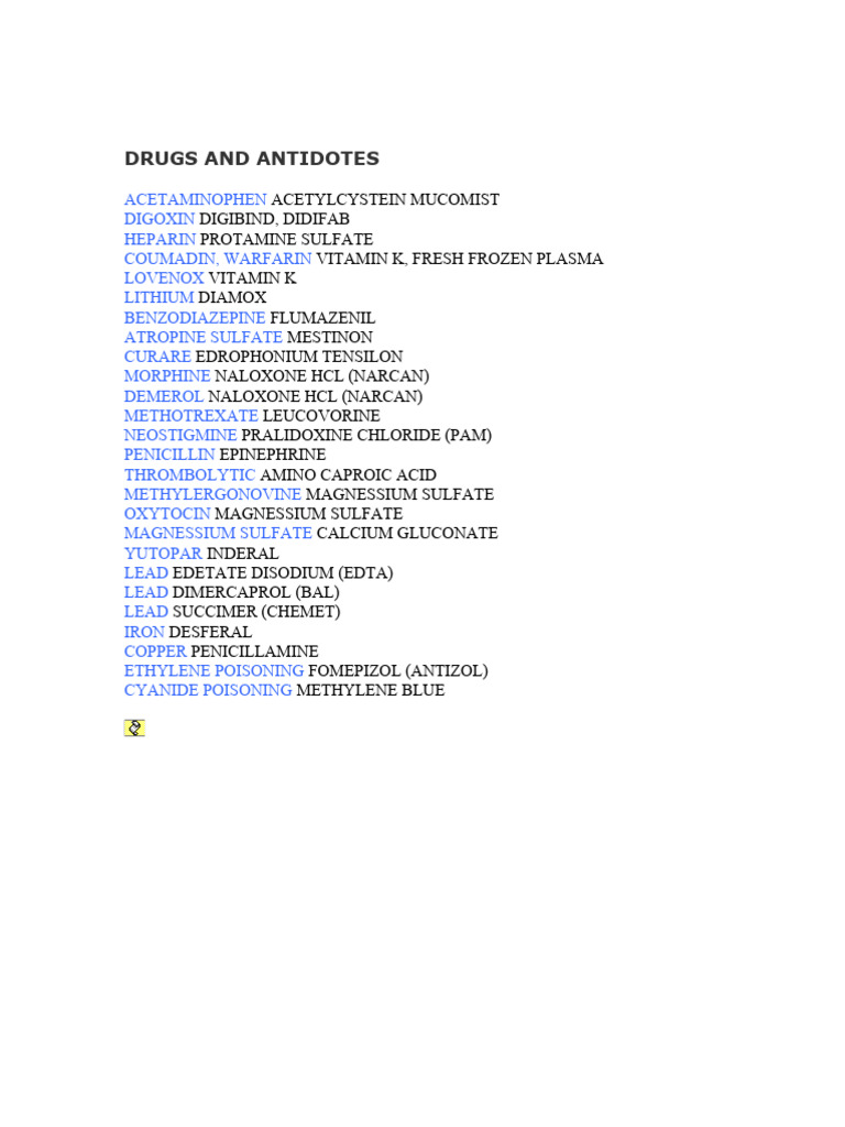 Mucomist in Drug Antidotes Guide | PDF