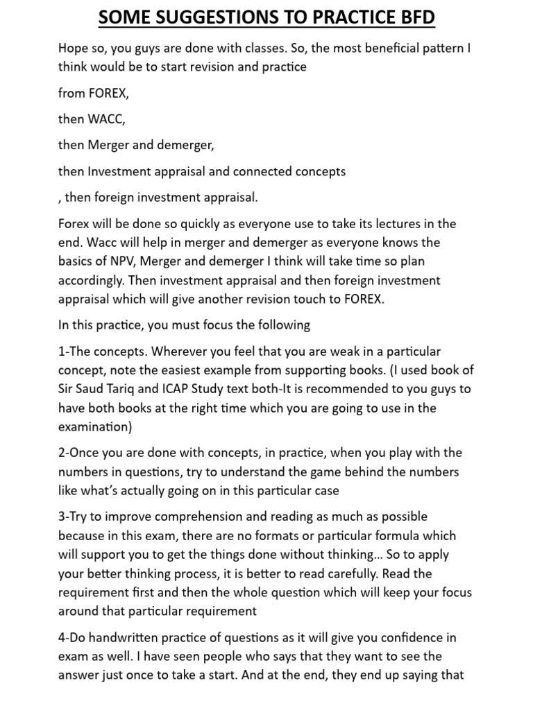 Some Suggestions To Practice BFD | PDF | Career & Growth | Business