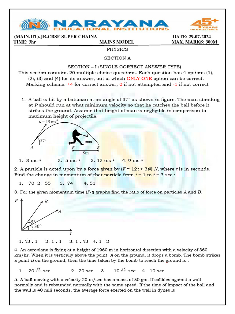 (Cbse-Main) - Jr-Cbse-Super Chaina - QP Paper Ex Date 29-07-24 | PDF ...