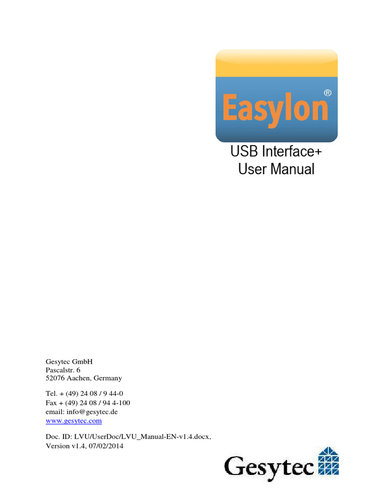 EasyLon - USBInterface+ Manual | PDF | Usb | Microsoft Windows