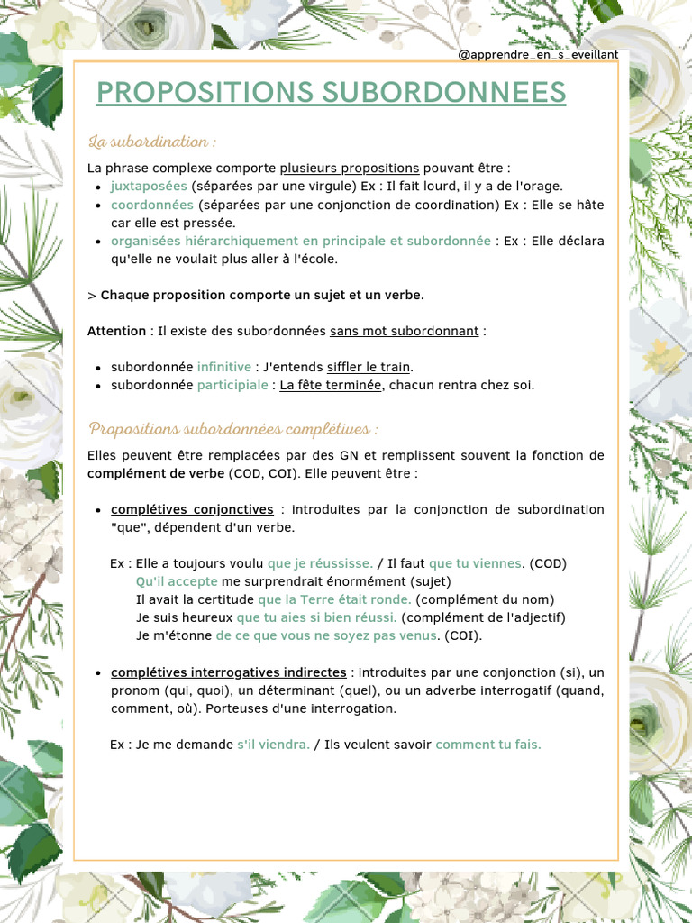 Maîtrisez les Subordonnées en Français | PDF | Clause | Linguistique
