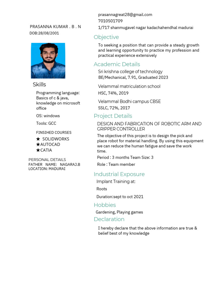 Resume (Prasanna Kumar.b.n) PDF | PDF