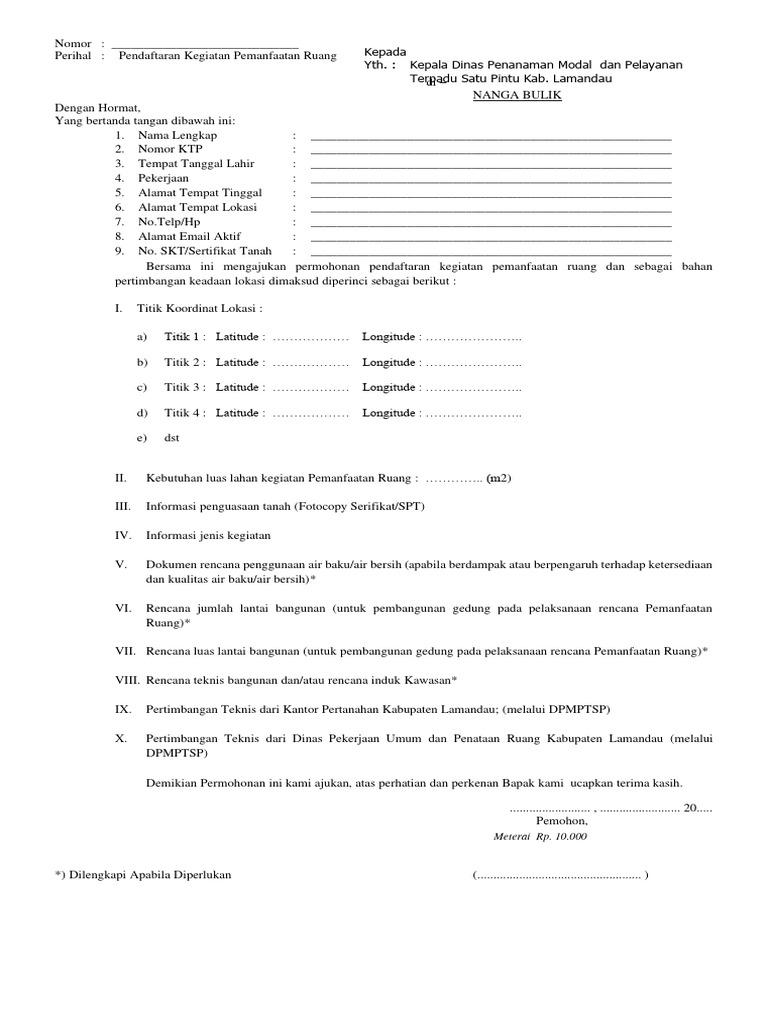 Permohonan PKKPR | PDF