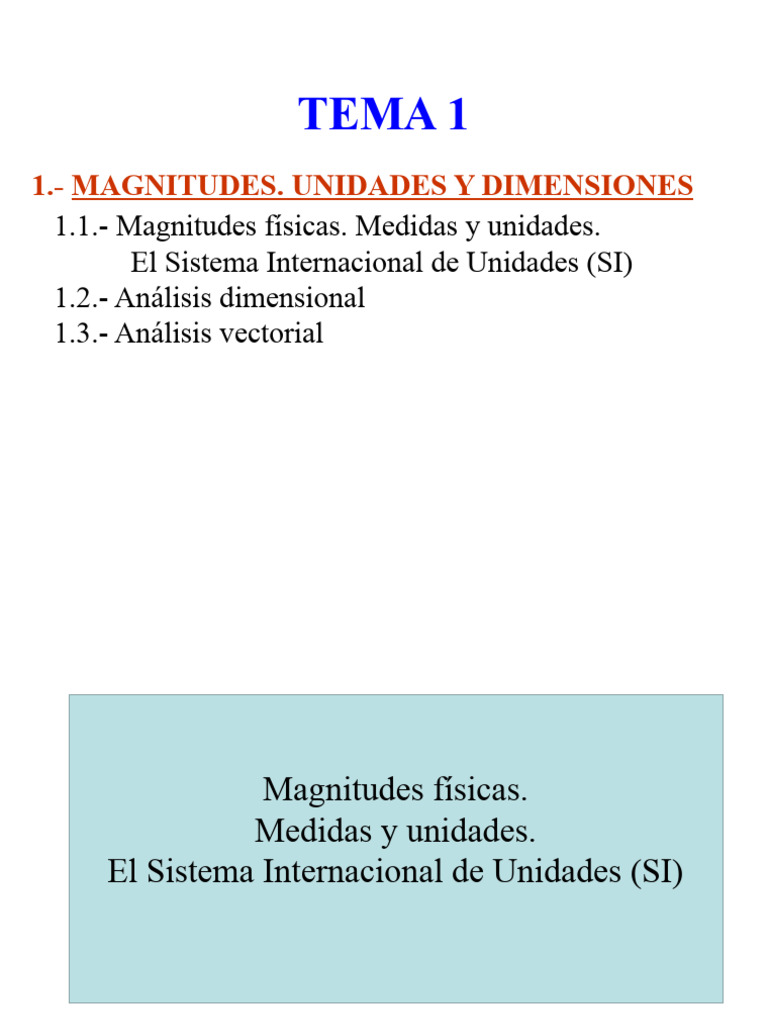 Tema 1 Magnitudes y Vectores | PDF | Vector Euclidiano | Sistema Internacional de Unidades