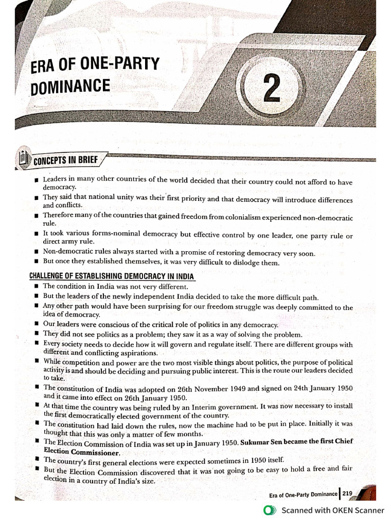Era of One Party Dominance | PDF