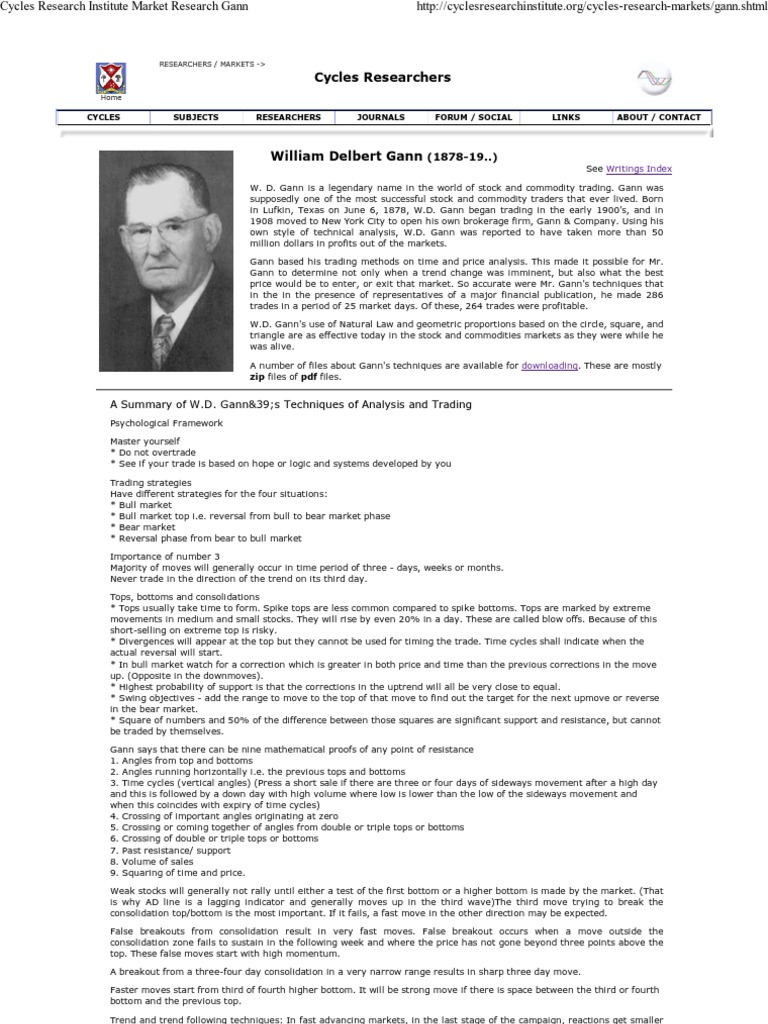 Cycles Research Institute Market Research Gann | PDF | Market Trend ...