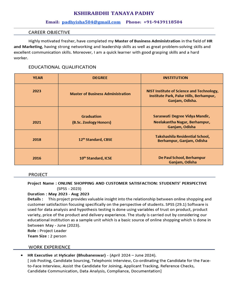 MBA Graduate Seeking HR Roles | PDF | Online Shopping | Cognition