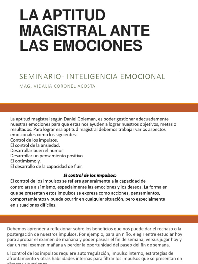 La Aptitud Magistral Ante Las Emociones Unidad 3 | PDF | Las emociones ...