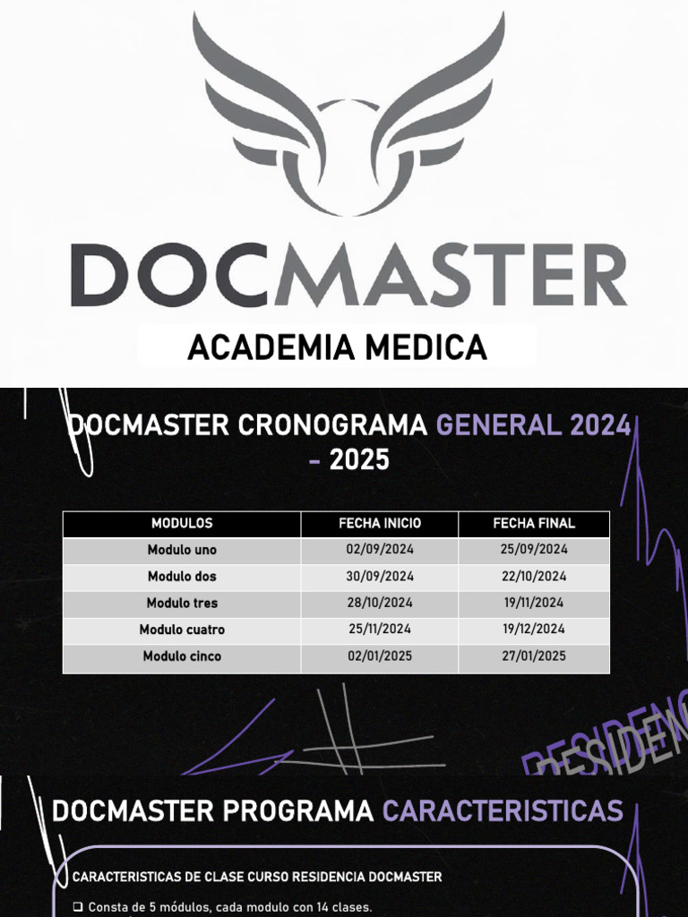Docmaster Cronograma - Curso Residencia | PDF | El embarazo | Cáncer