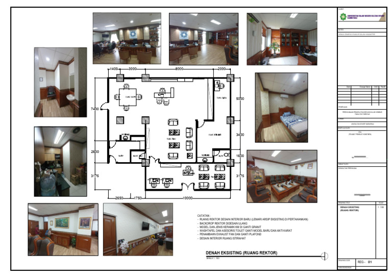 Denah Eksisting Ruang Rektor UIN Riau | PDF
