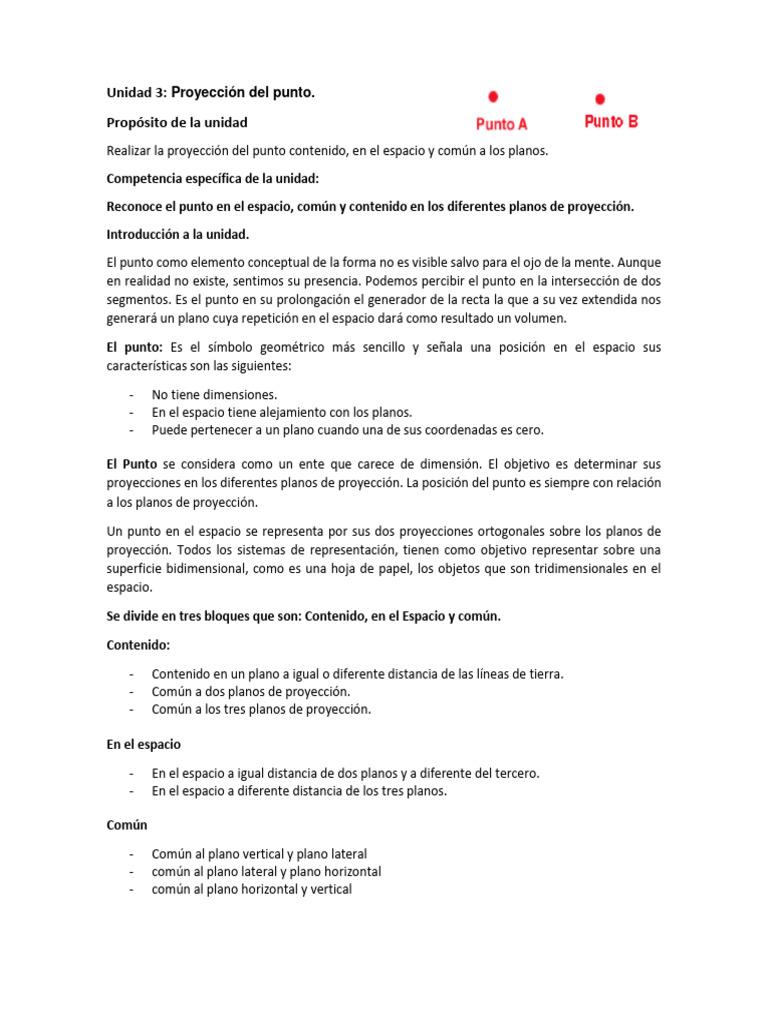 Proyección del Punto en Planos | PDF | Métodos y materiales de enseñanza