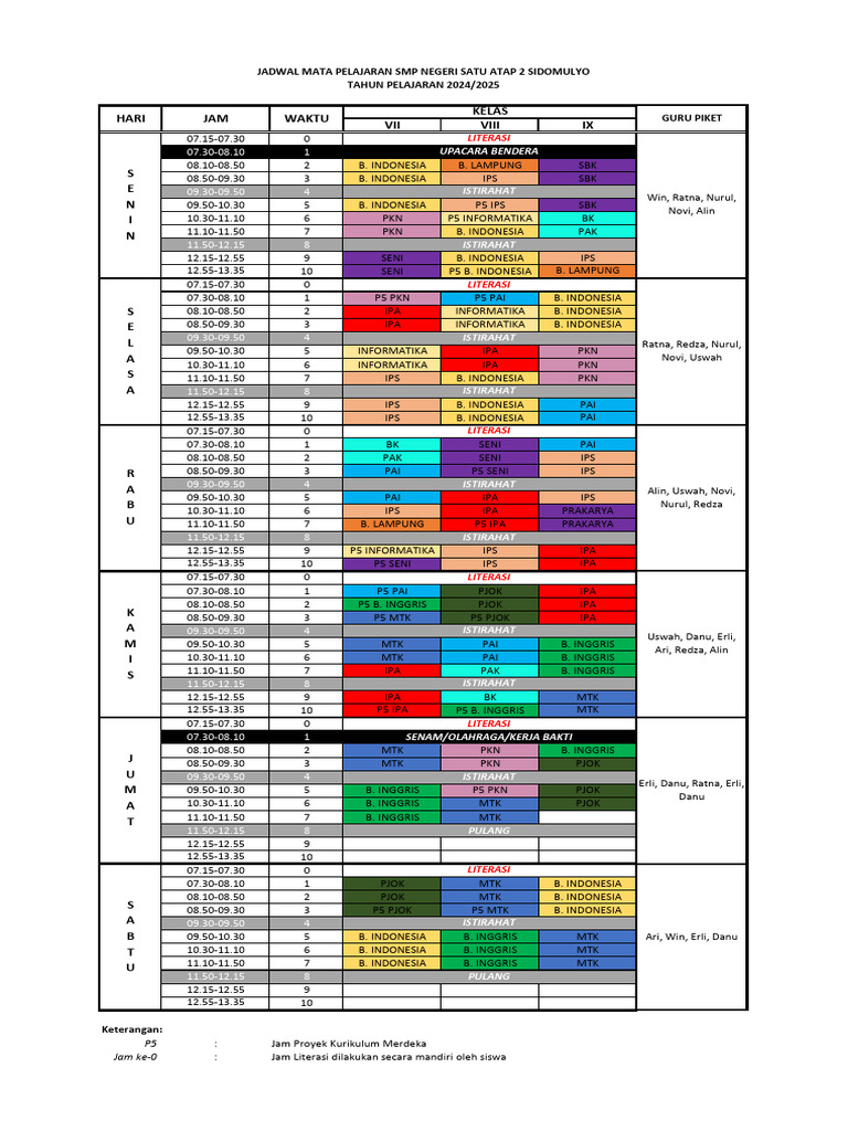 Contoh Jadwal KBM-Semester Ganjil-TP 2024 2025 | PDF