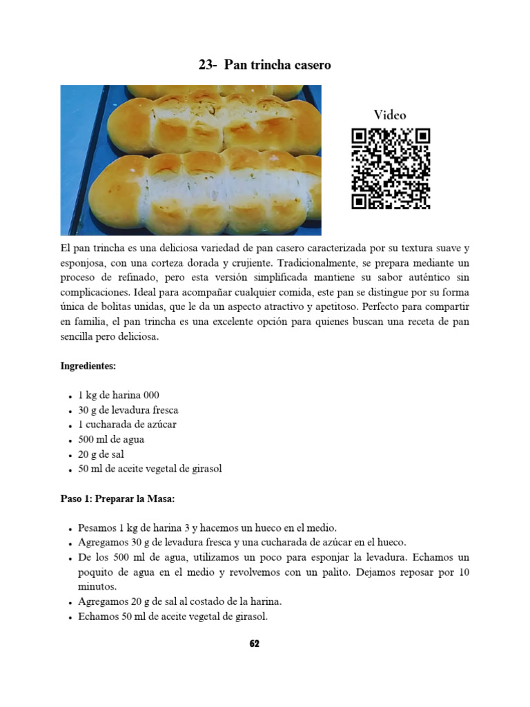 Receta de Pan Trincha Casero | PDF | Panes | Cocinando