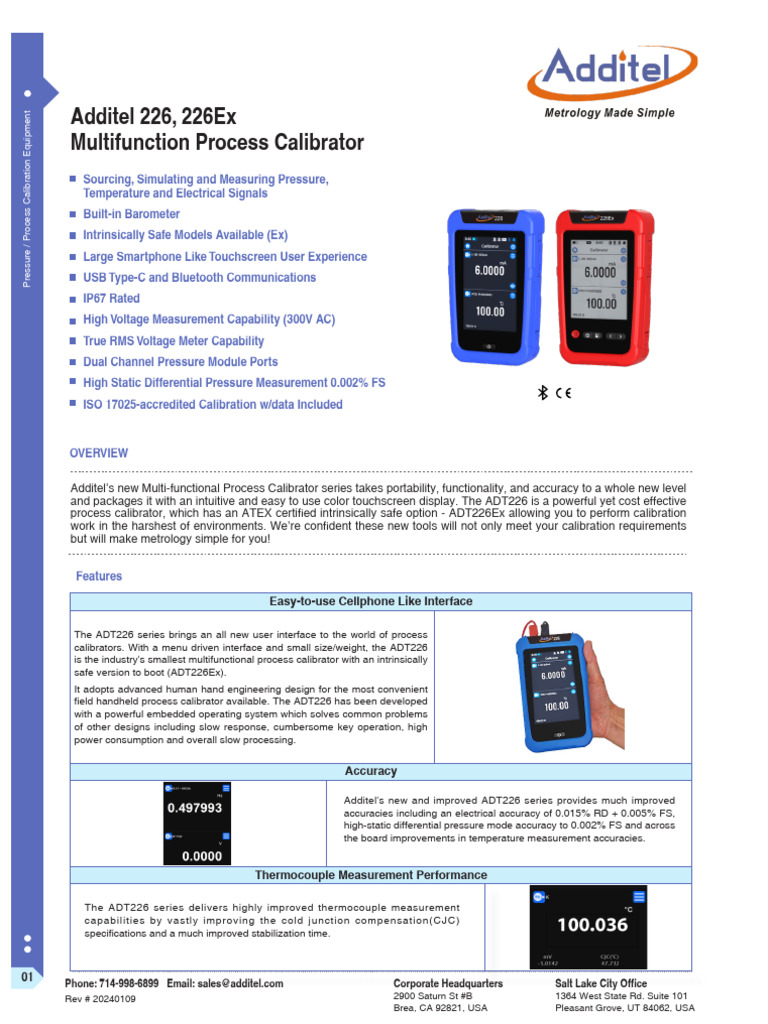 Additel 226 Multifunction Calibrator | PDF | Hertz | Calibration