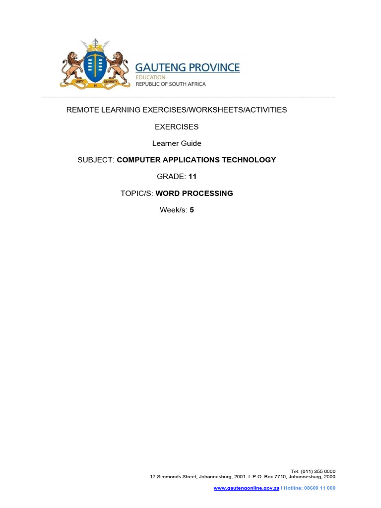 Grade 11 CAT Word Processing Guide | PDF | Document | Computer Science