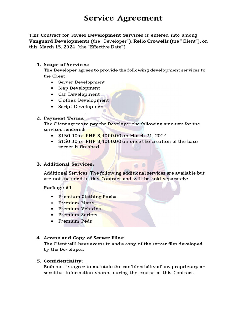 FiveM Development Service Contract | PDF
