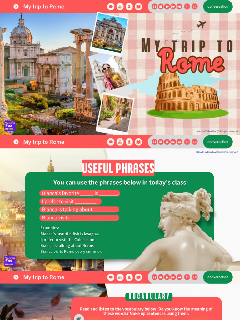 My Trip To Rome - Lesson Plan A1 - A2 @metodoyellowfox | PDF