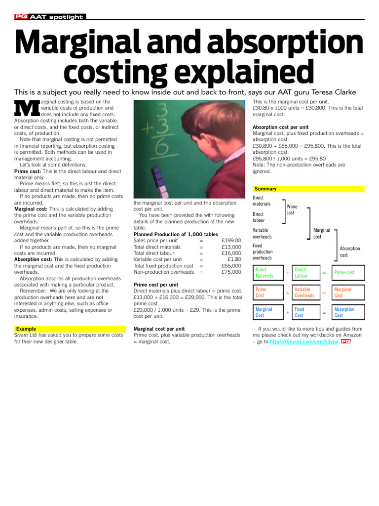 Marginal and Absorption Costing Explained | PDF | Cost | Marginal Cost