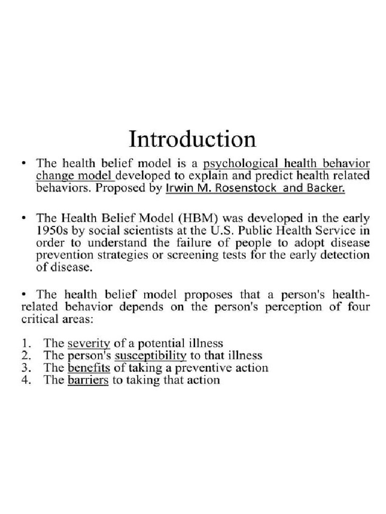 The Health Belief Model | PDF