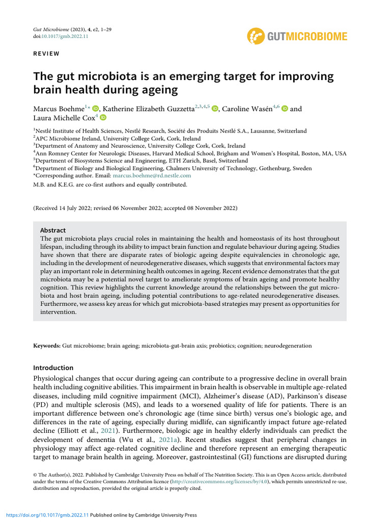 The Gut Microbiota Is An Emerging Target For Improving Brain Health ...