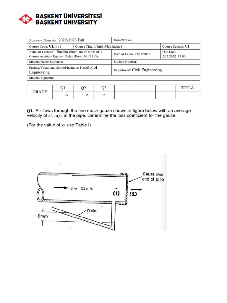 2022-2023 Fall CE371 HW6 | PDF | Applied And Interdisciplinary Physics | Physical Phenomena