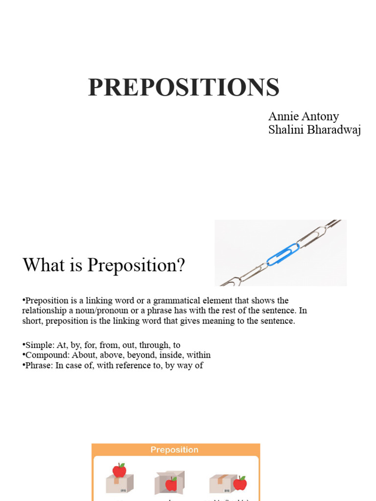 Prepositions Presentation - Mod Final | PDF | Preposition And Postposition | Verb